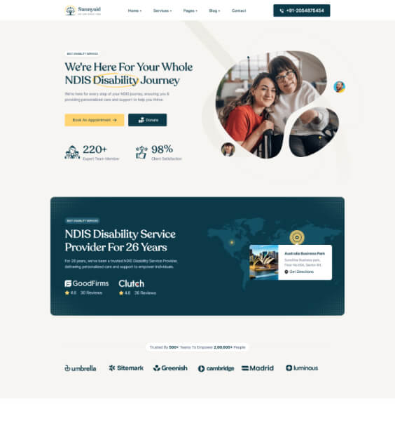 Sunnyaid - NDIS Disability & Elderly Service Template